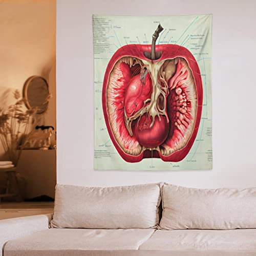 Joint Gou Color Anatomy Tapestry Human Internal Organs Tapestry Red Toxic Apple Tapestry Wall Hanging for Bedroom Living Room Dorm 30"x40"