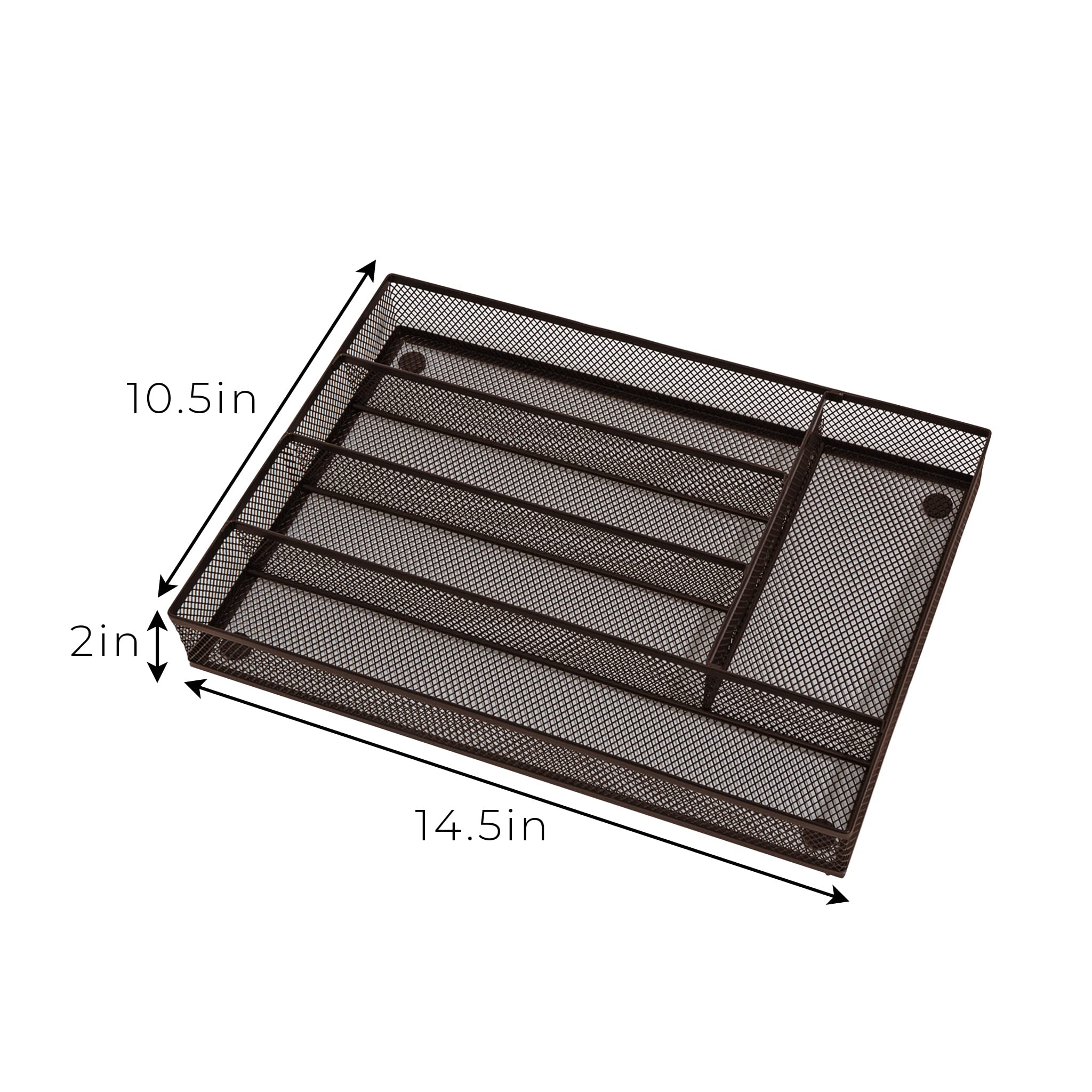 Smart Design 5 Compartment Drawer Organizer - Steel Mesh Mesh - Makeup Tray, Vanity, Utensils, Silverware Storage Bin - Kitchen - Bronze