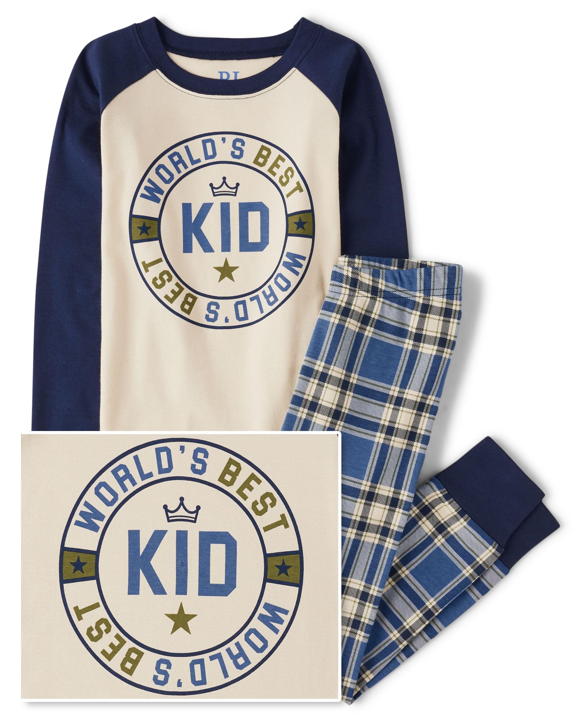 The Children's Place Boys' Long Sleeve Top and Pants Snug Fit 100% Cotton 2 Piece Pajama Set, Best Kid, 10