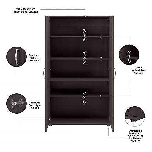 Bush Business Furniture Universal Tall Storage Cabinet with Doors and Shelves, Storm Gray