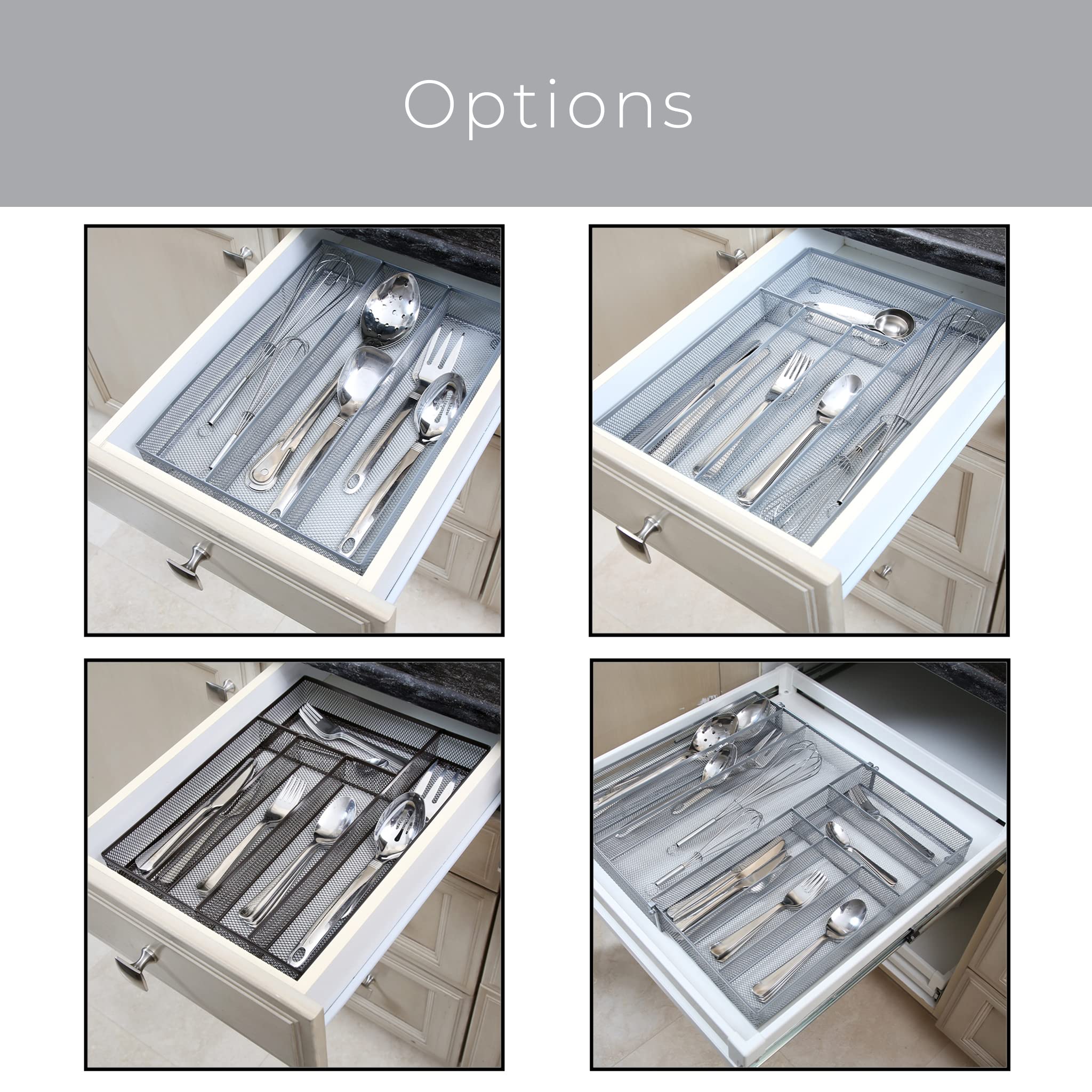Smart Design 5 Compartment Drawer Organizer - Steel Mesh Mesh - Makeup Tray, Vanity, Utensils, Silverware Storage Bin - Kitchen - Bronze