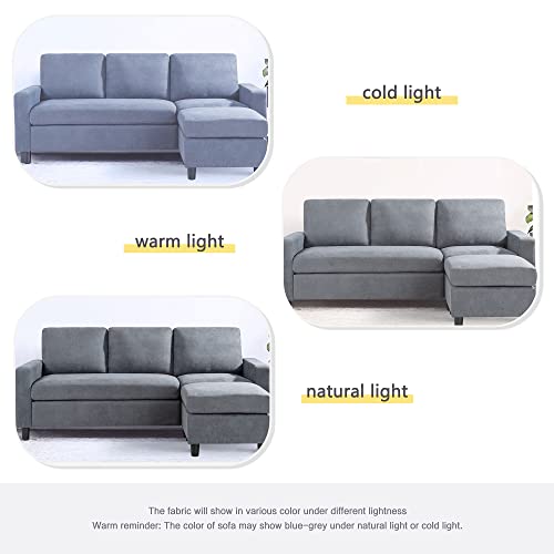Sectional Sofa Couch, L-Shaped Convertible Couches for Living Room Furniture Sets 3 Piece Small Sofa, Modular Sectional Couch with Cloud Chaise for Living Room/Small Space(Bluish Grey)