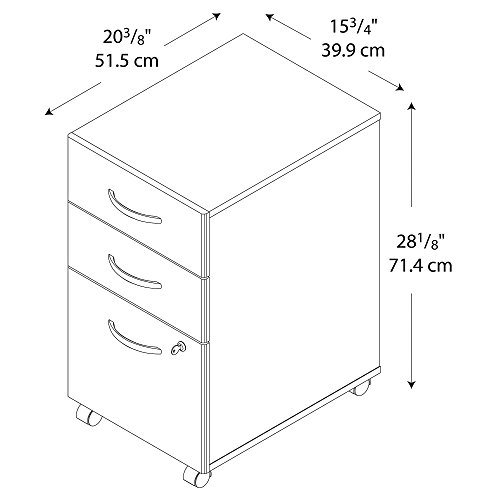Bush Business Furniture Series C 3 Drawer Mobile File Cabinet in Mahogany