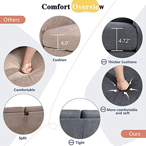 Sectional Sofa Couch, L-Shaped Convertible Couches for Living Room Furniture Sets 3 Piece Small Sofa, Modular Sectional Couch with Cloud Chaise for Living Room/Small Space(Bluish Grey)