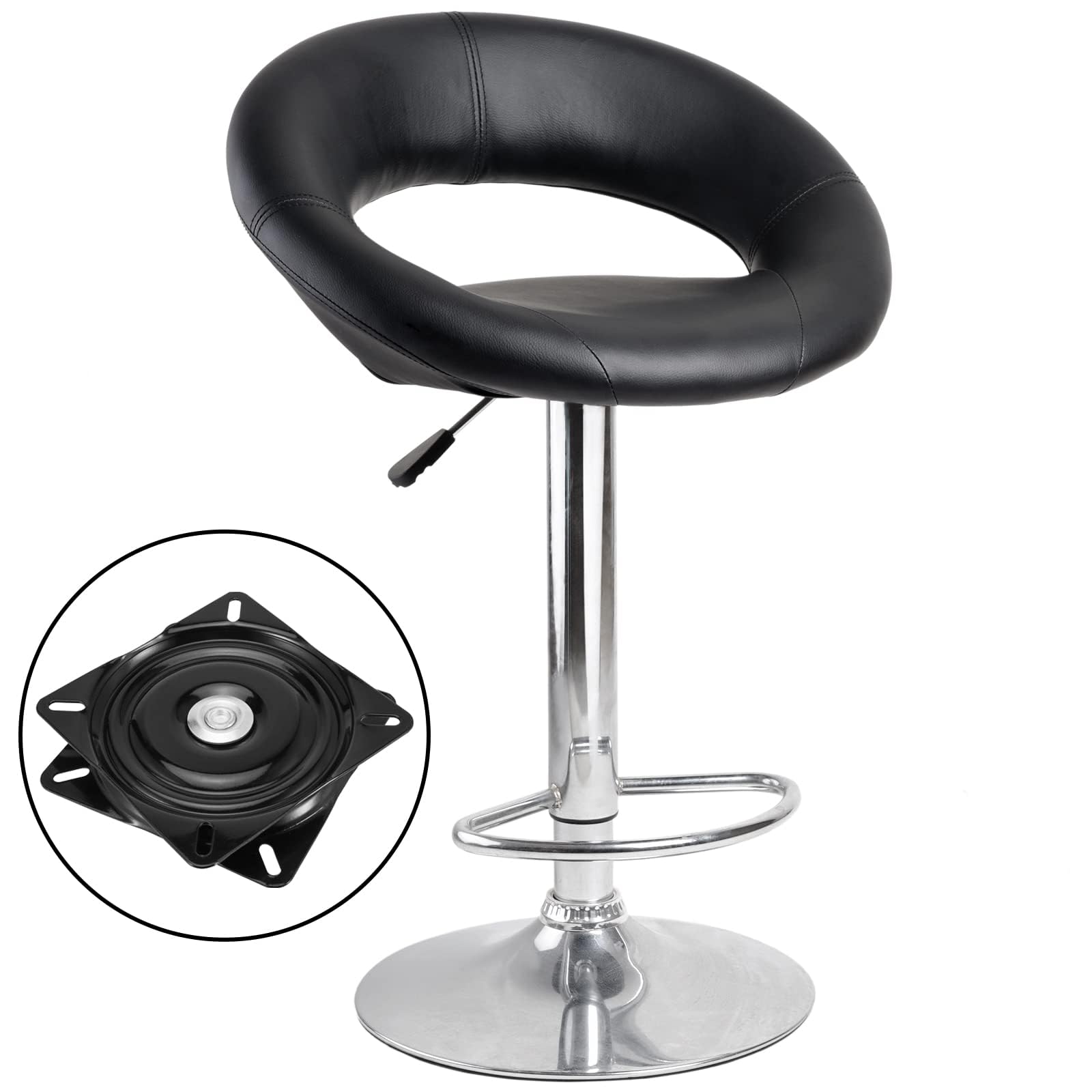 MANCHAP 4 PCS 6 Inch Bar Stool Swivel Plate Replacement, Ball Bearing Seat Swivel Base Mount Plate for Bar Stool, Swivel Chair or Recliner, Black