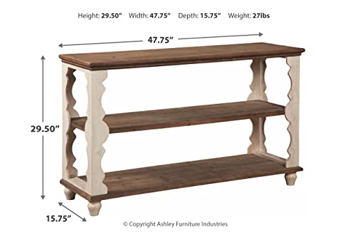 Signature Design by Ashley Alwyndale Wood 3 Shelf Console Sofa Table, Brown & White