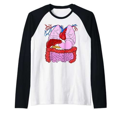 Human Body Anatomy: Illustrated Internal Organs Raglan Baseball Tee