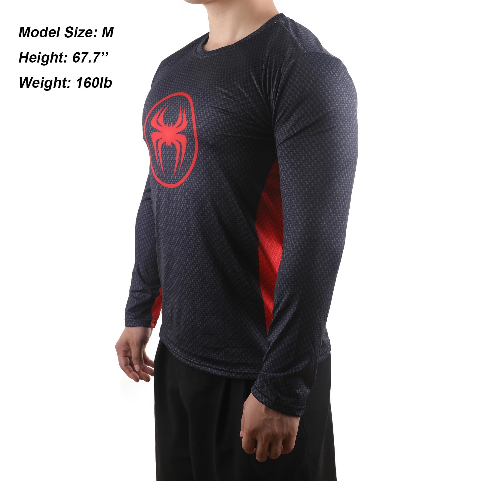 Rulercosplay Anime Movie Novelty T-Shirt Miles Digital Printing Quicky Dry Black&Red Compression Cosplay Shirt for Man, M