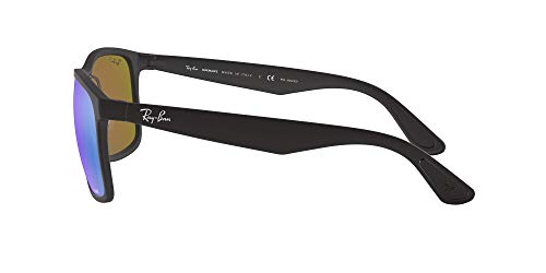 Ray-Ban Men's RB4264 Chromance Square Sunglasses, Matte Black/Polarized Green Mirror Blue, 58 mm
