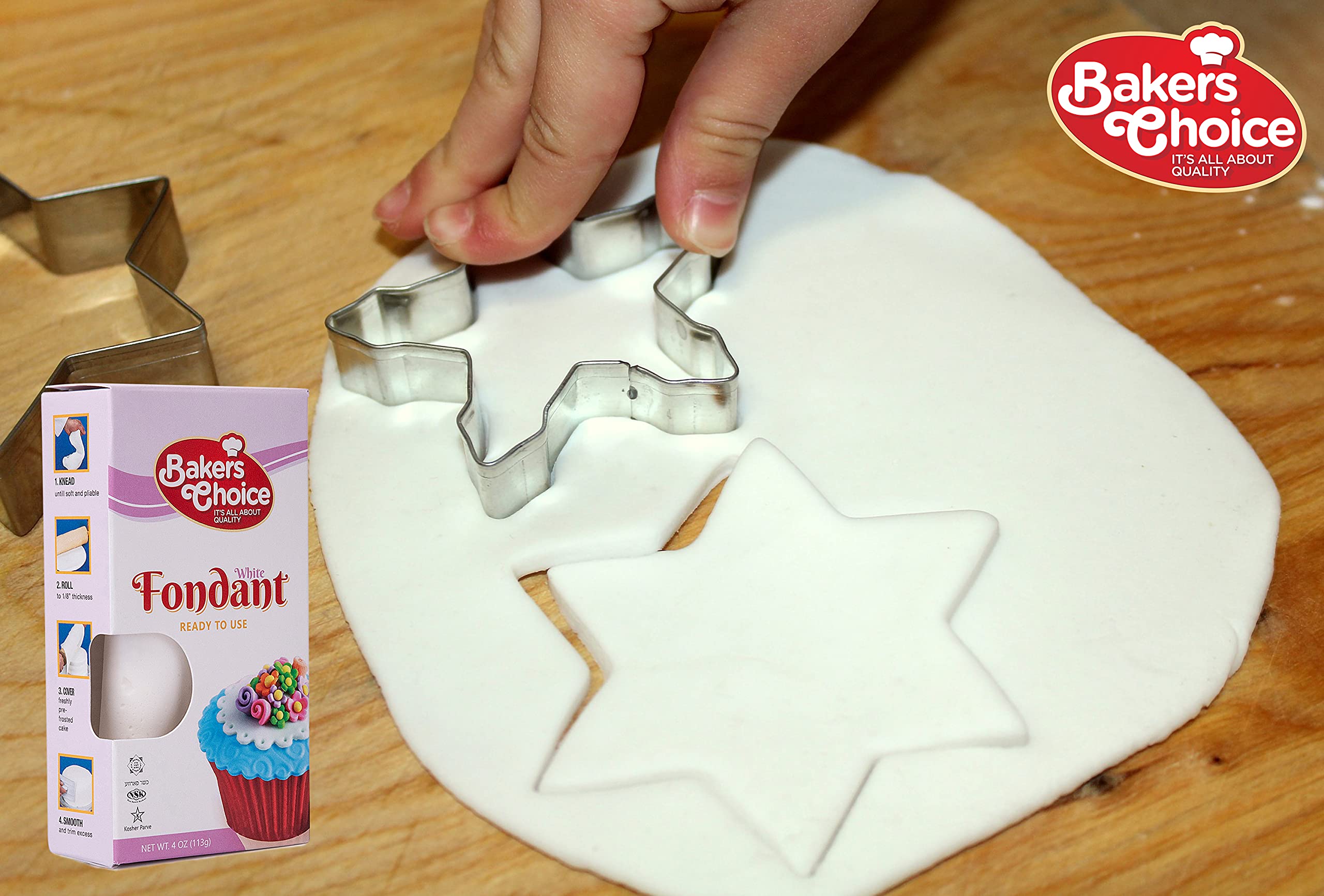 White Fondant Icing - 4 oz. - Ready to Use Cake Decorating Frosting - Easy To Roll, Moldable, Kosher, Dairy Free, and Nut Free - White Fondant For Cakes Cupcakes and Cookies - By Baker’s Choice