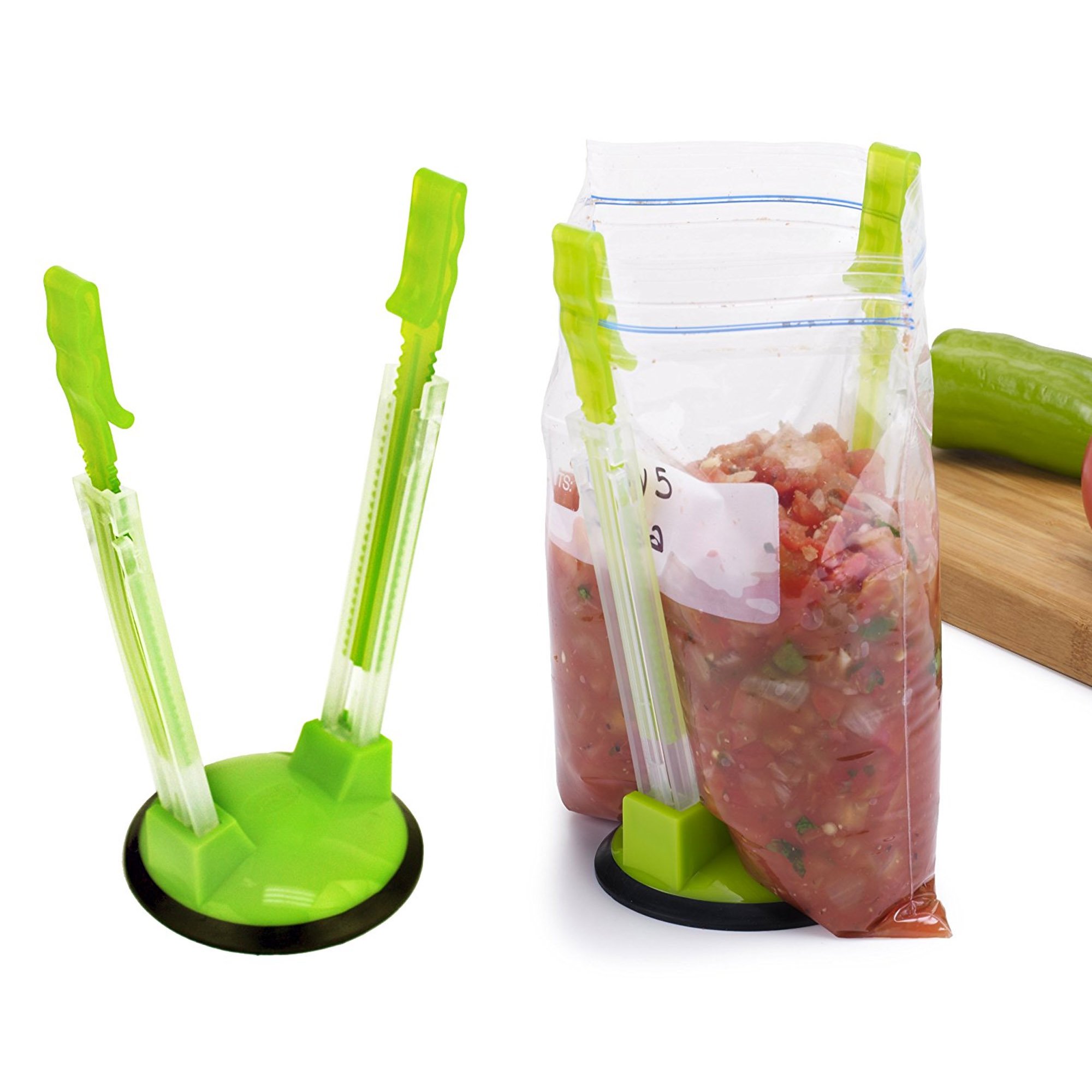 Original Jokari Adjustable Baggy Rack Stand 2 Pack. Prop Plastic Ziploc Freezer Storage Bags Open Hands-Free to Pour Leftovers, Snacks and Meal Prep Ingredients With No Food Spills or Kitchen Mess