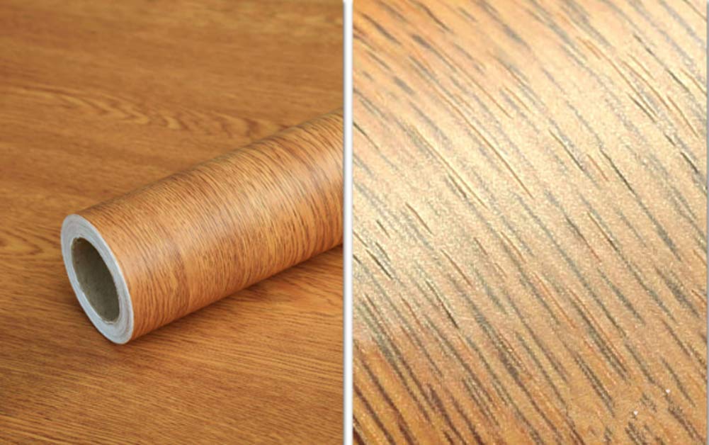 Yija Brown Winged Wood Grain Waterproof Self Adhesive Shelf Liner Dresser Drawer Cabinet Sticker 15.6inch by 79inch