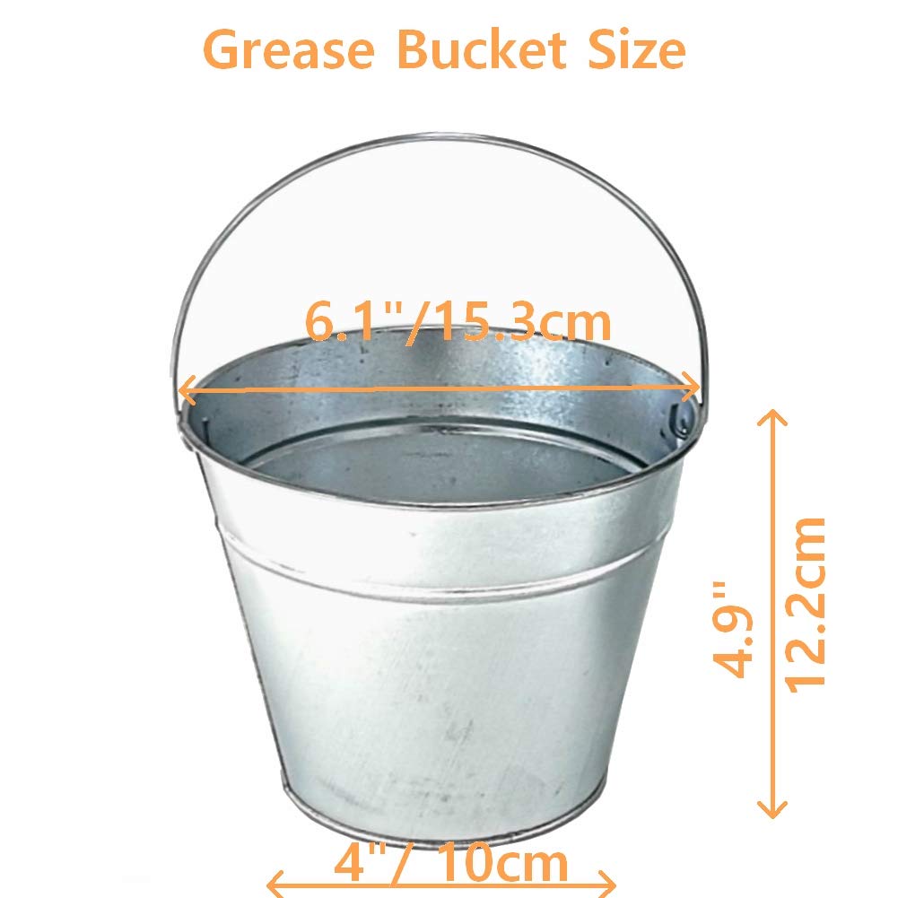 Drip Tray Grease Bucket & Liners for Camp Chef, Treager,Pit boss etc Pullet Grill (1 Bucket +12 Liners)