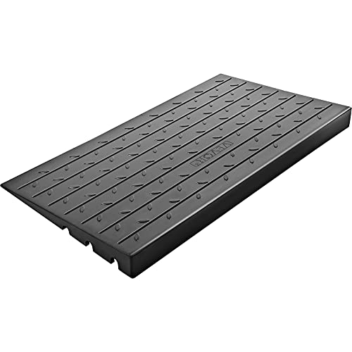 VEVOR Rubber Threshold Ramp, 3" Rise Threshold Ramp Doorway, 3 Channels Cord Cover Rubber Solid Threshold Ramp, Rubber Angled Entry Rated 2200 Lbs Load Capacity for Wheelchair and Scooter