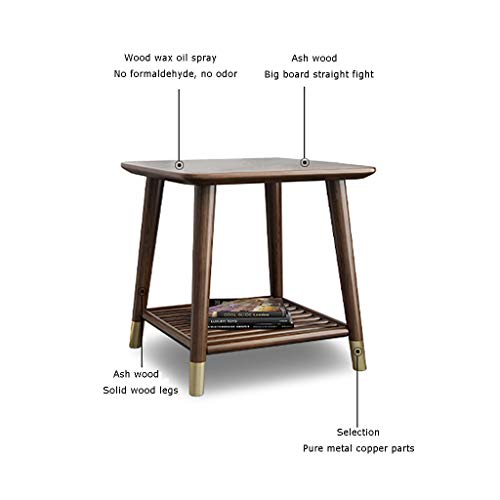Articles for daily use All Solid Wood Light Luxury Small Coffee Table Bedside Table, ash Wood Sofa Walnut Color Round Side Table, Small Apartment Living Room Coffee Table