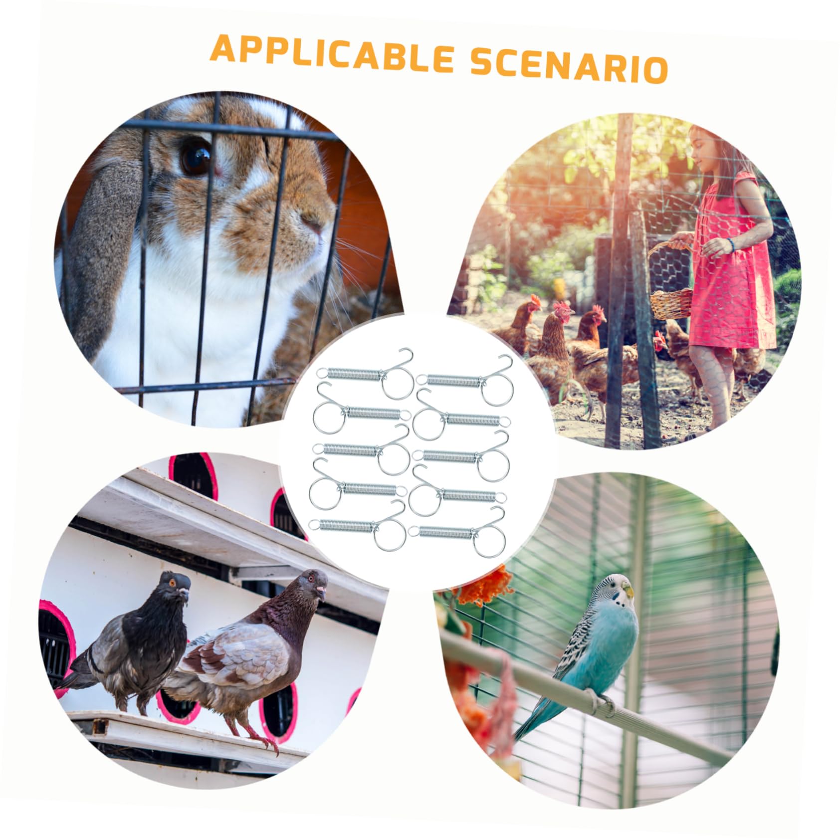 Balacoo 10 Pcs cage Door Spring Hook Critter Nation cage Metal Clothes Hanger Finger Spring latches Metal Hangers cat cage latches Birds cage Hook Stainless Steel Guinea Pig Dedicated