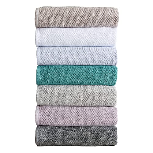 Great Bay Home 100% Cotton Quick-Dry Bath Towel Set (30 x 52 inches) Highly Absorbent, Textured Popcorn Weave Bath Towels. Acacia Collection (Set of 4, Optic White)