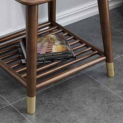 Articles for daily use All Solid Wood Light Luxury Small Coffee Table Bedside Table, ash Wood Sofa Walnut Color Round Side Table, Small Apartment Living Room Coffee Table