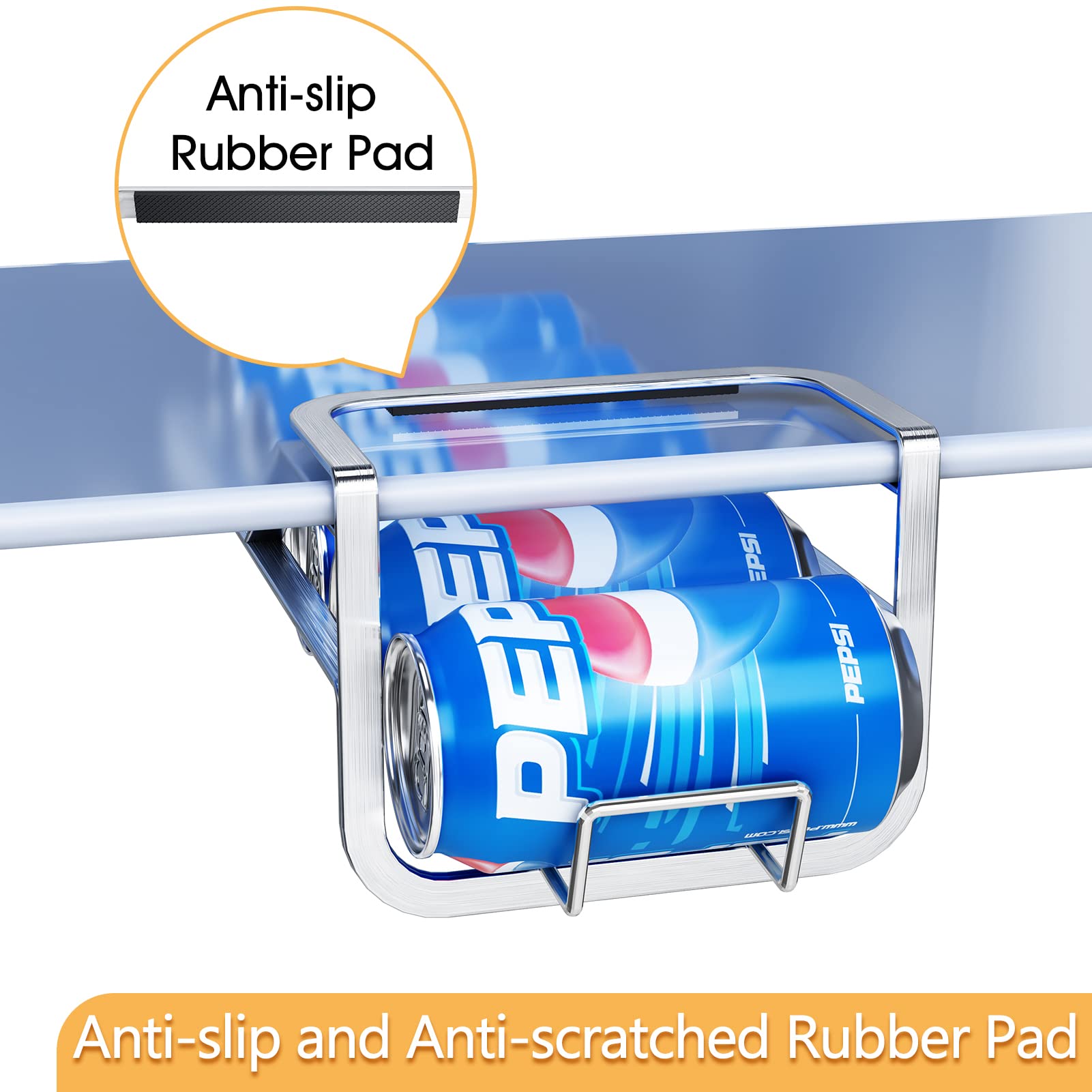 2-Pack Soda Can Beverage Dispenser Rack, Can Storage Organizer Holder for Refrigerator- Dispenser 5 Standard Size 12oz Soda Cans or Canned food, Rust-Proof Stainless Steel, Chrome