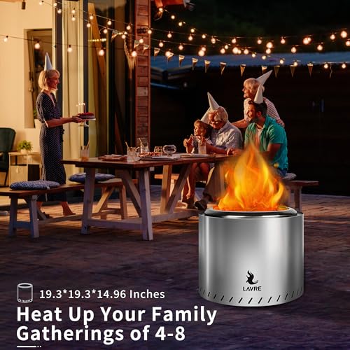 19" Smokeless Fire Pit,Portable Wood Burning Fireplace with Removable Ash Pan, Large Outdoor Firepit Stove for Backyard Patio Garden Picnic Camping Bonfire (Silver)