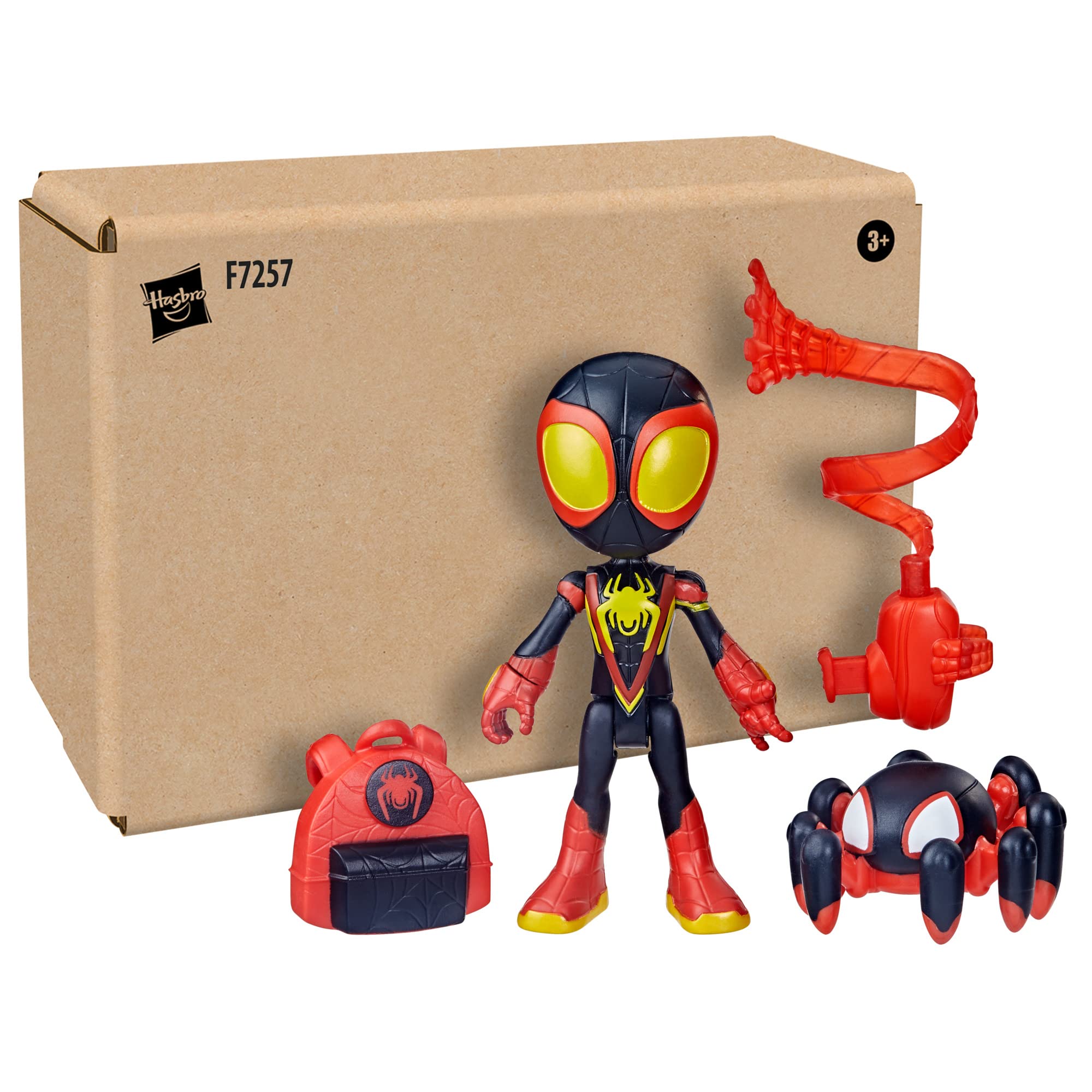 Spidey and His Amazing Friends Web-Spinners Miles Morales Spider-Man 4-Inch Figure with Accessories, Web-Spinning Accessory, Marvel Toys for Kids, Small