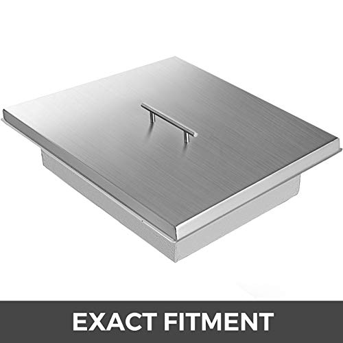 VBENLEM Fire Pit Lid 27 x 27 Inch 1.5mm Thick 430 Stainless Steel Fire Pit Burner Cover Square Fire Pit Lid for Drop-in Fire Pit Pan