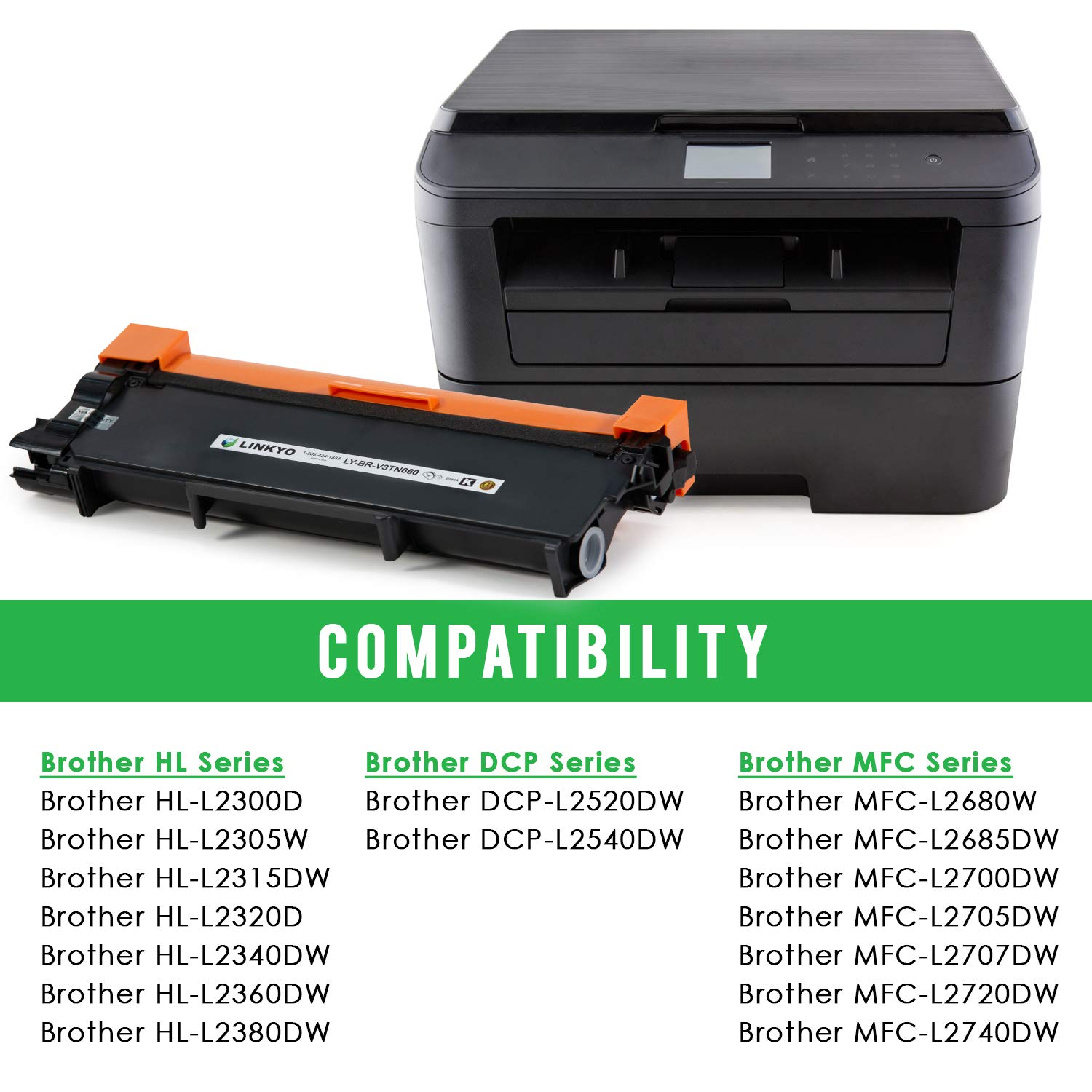 LINKYO Compatible Printer Toner Cartridge and Drum Unit Replacement for Brother TN660 DR630 (2X TN660, 1x DR630, Design V3)