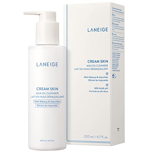 LANEIGE Cream Skin Milk Oil Cleanser: Soothe, Purify, and Melt Away SPF & Makeup, 6.7 fl. oz.