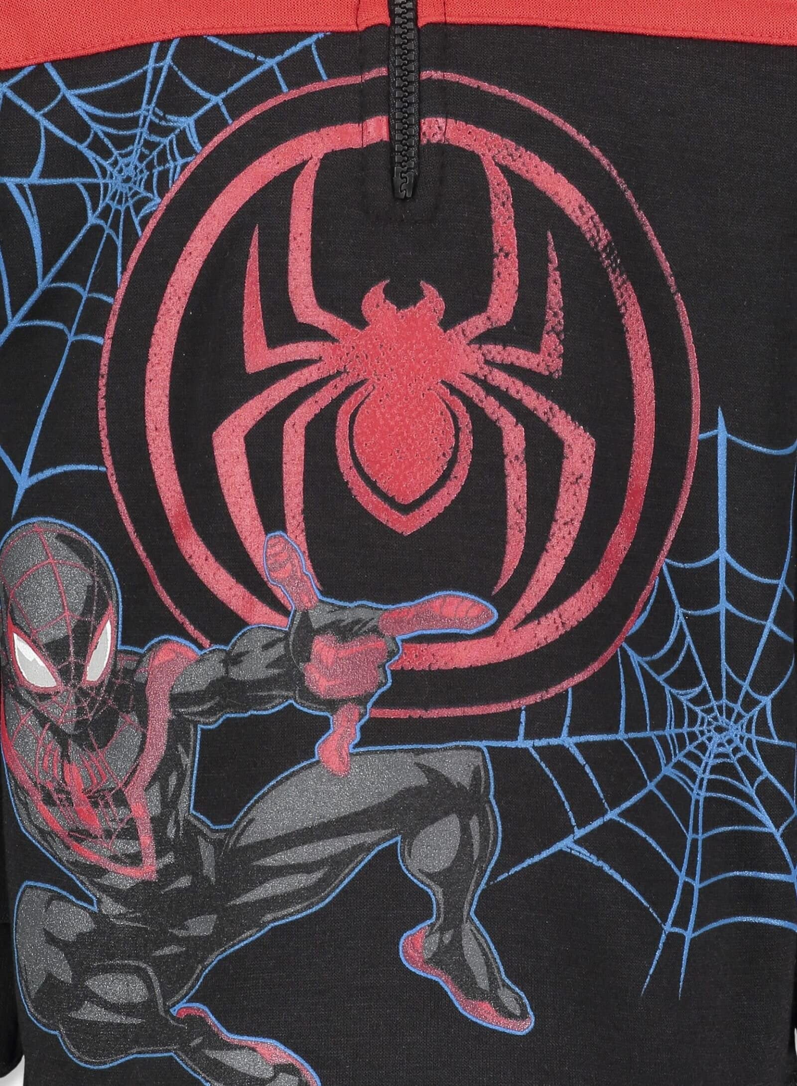Marvel Spider-Man Miles Morales Toddler Boys Fleece Half Zip Hoodie Black/Red 5T