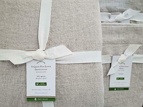 Pottery Barn Belgian Linen Flax Duvet Cover Full/Queen & Two Standard Shams ~*Flax*~