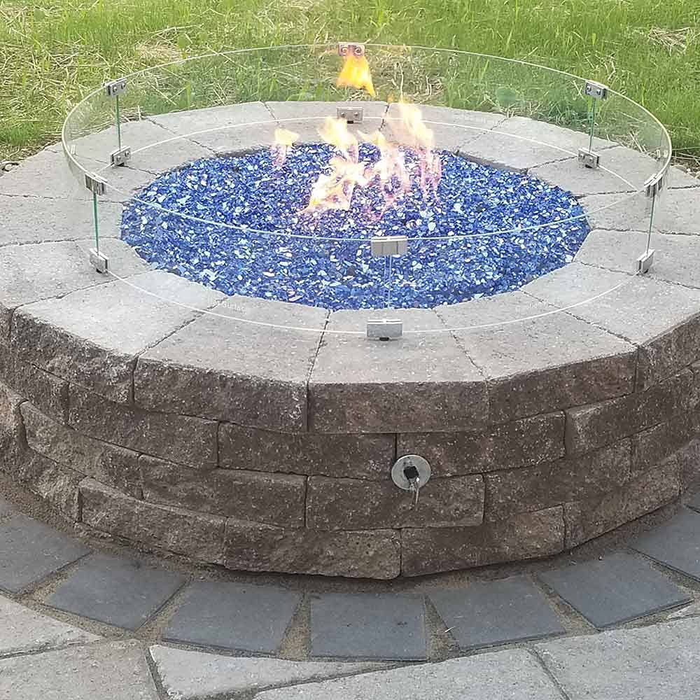 Spotix HPC Penta Match Lit Fire Pit Burner Kit with 30-Inch Stainless Steel Burner and 36-Inch Round Flat Pan, Propane, Polished Chrome, with Flange, Key, Valve, Flex Line and Fittings