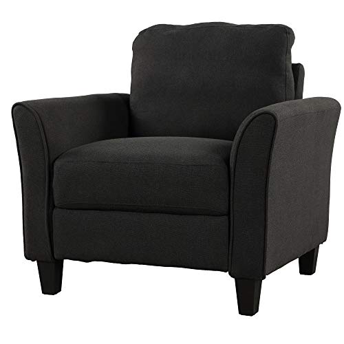 MOEO 3 Piece Living Room Sofa Sectional Set for Home Furniture, Polyester-Blend Three Couch Loveseat and Armchair, Black