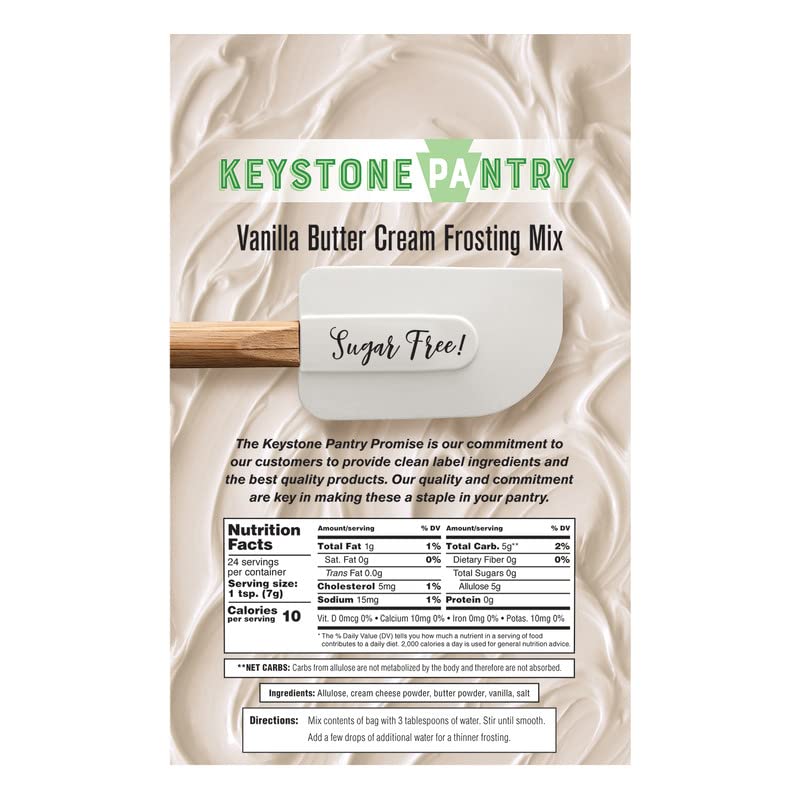 Keystone Pantry Sugar-Free Butter Cream Frosting Mix – 7.9 oz Bag – 6-Pack – Sugar & Gluten Free – Kosher Dairy – Zero Net Carbs – Made with Allulose (Vanilla Butter Cream)