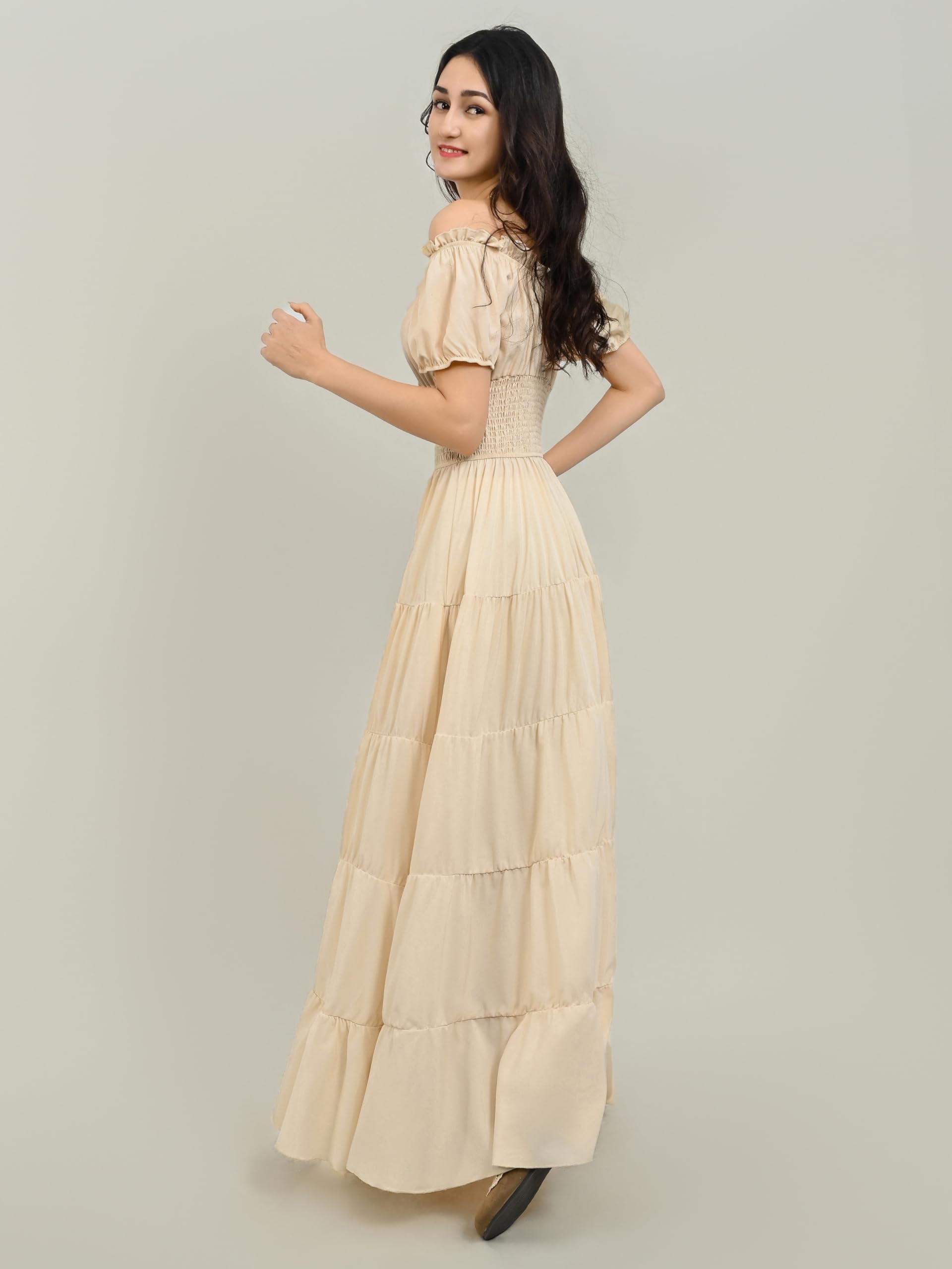 Zhitunemi Renaissance Costumes Women Medieval Chemise Dress Under Dress Peasant Irish Beige S