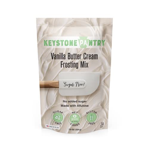 Keystone Pantry Sugar-Free Butter Cream Frosting Mix – 7.9 oz Bag – 6-Pack – Sugar & Gluten Free – Kosher Dairy – Zero Net Carbs – Made with Allulose (Vanilla Butter Cream)