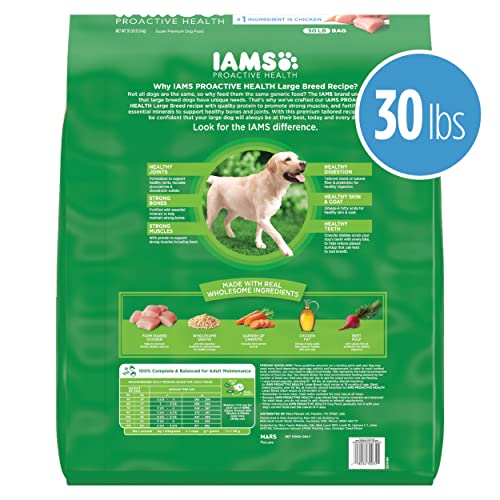 IAMS Adult High Protein Large Breed Dry Dog Food with Real Chicken, 30 lb. Bag