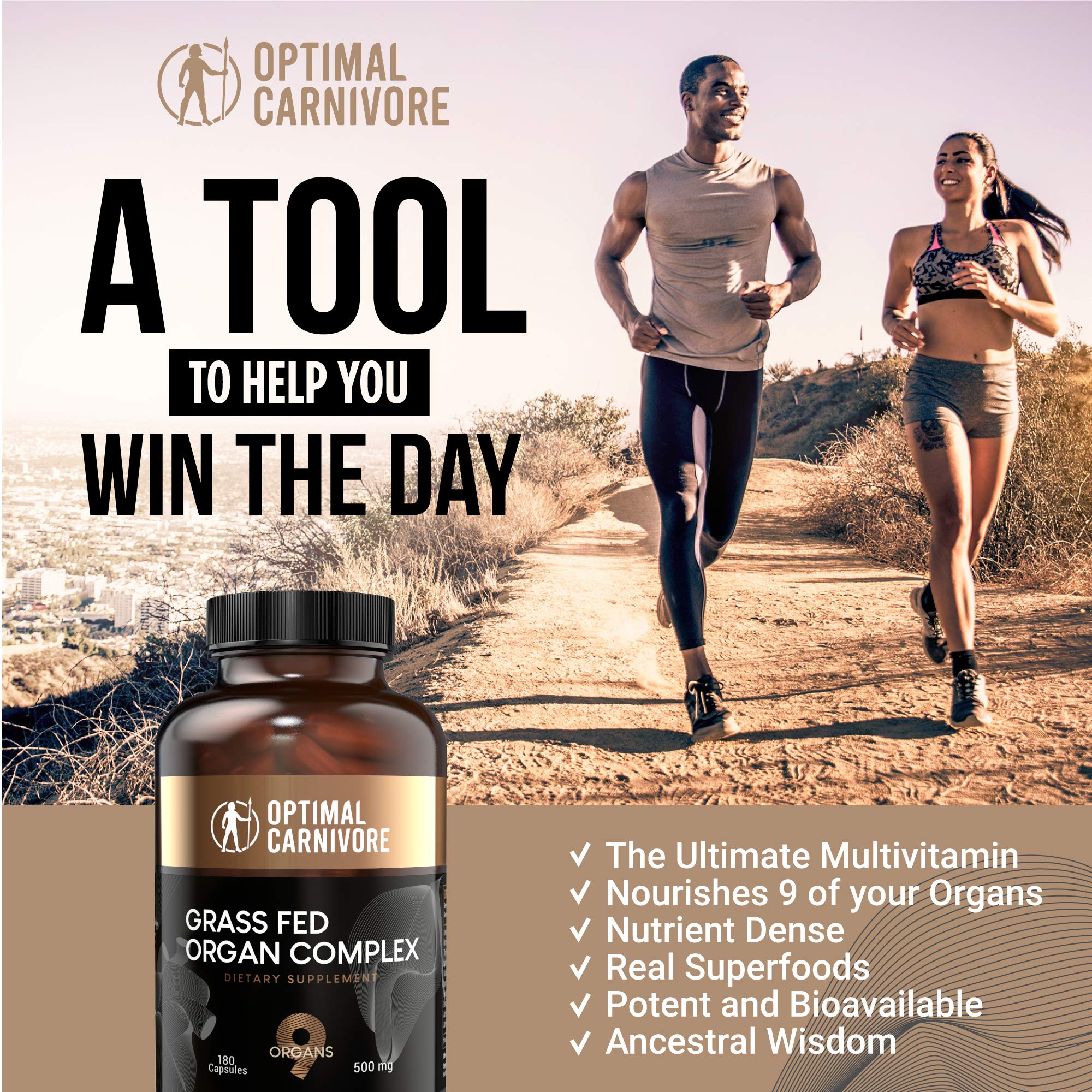 Optimal Carnivore Beef Organ Supplement, Grass Fed Beef Organs for Men & Women, 9 Organ Complex, Organ Meat - Beef Liver, Brain, Thymus, Lung, Gallbladder