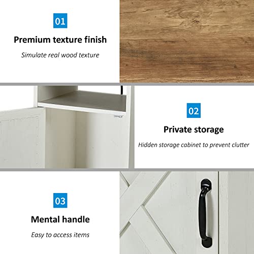 AMERLIFE 3-Piece Farmhouse Table Set Includes Coffee Table& Two End Tables, Side Table with Charging Station and USB Ports, for Living Room, Bedroom, Distressed White