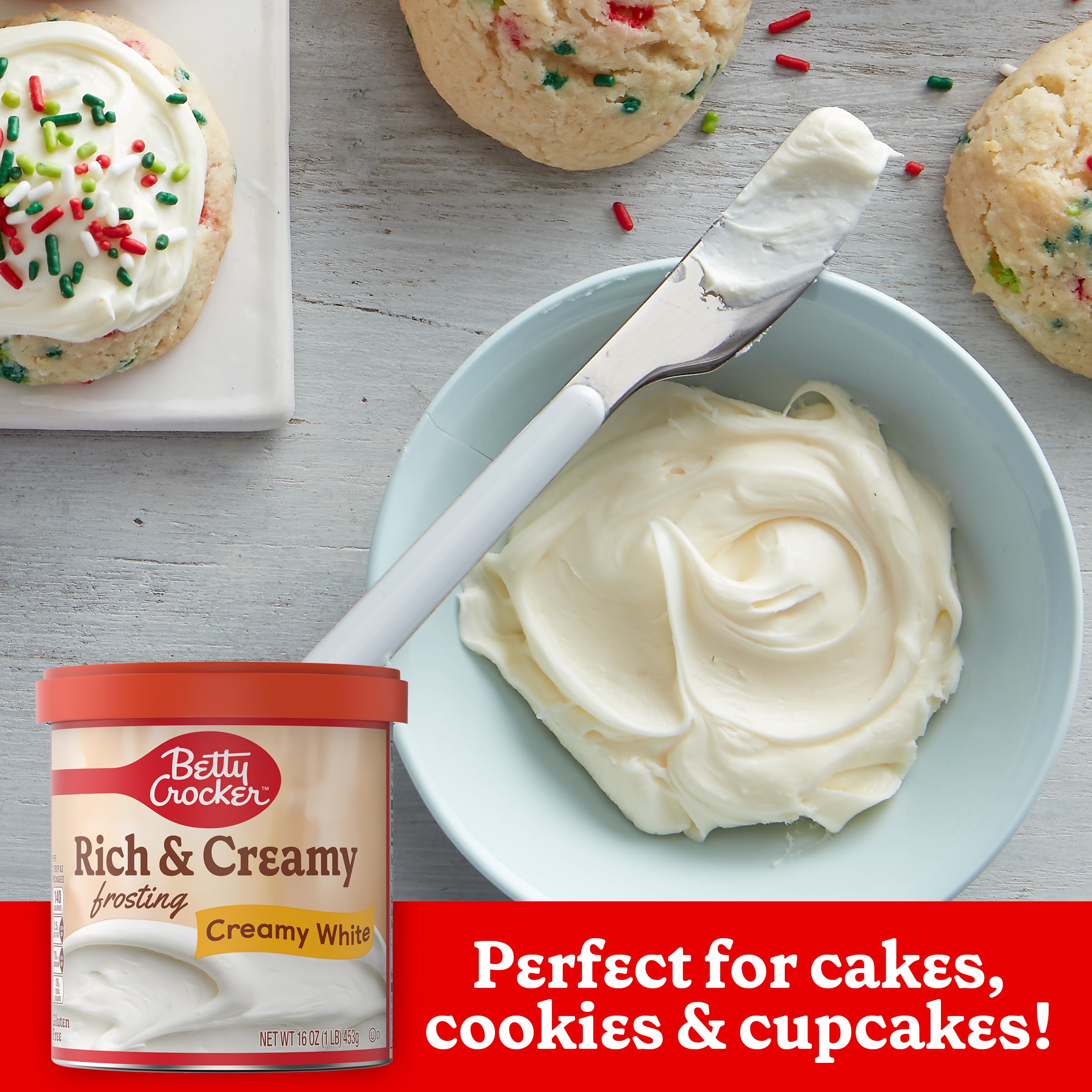 Betty Crocker Rich & Creamy Gluten Free Creamy White Frosting, 16 oz. (Pack of 8)