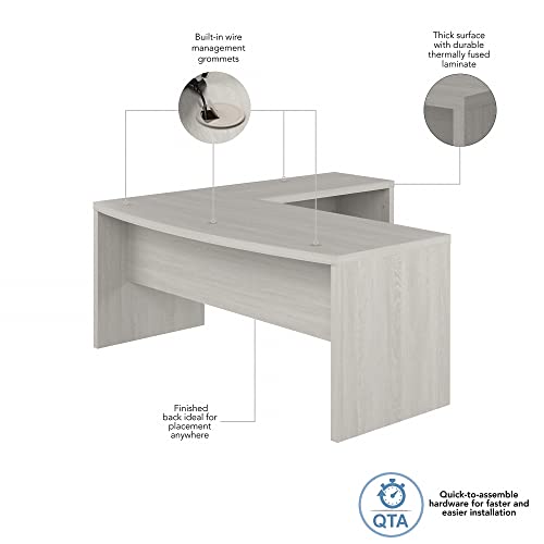 Bush Business Furniture Echo Bow Front L Shaped Desk, 72W, Gray Sand