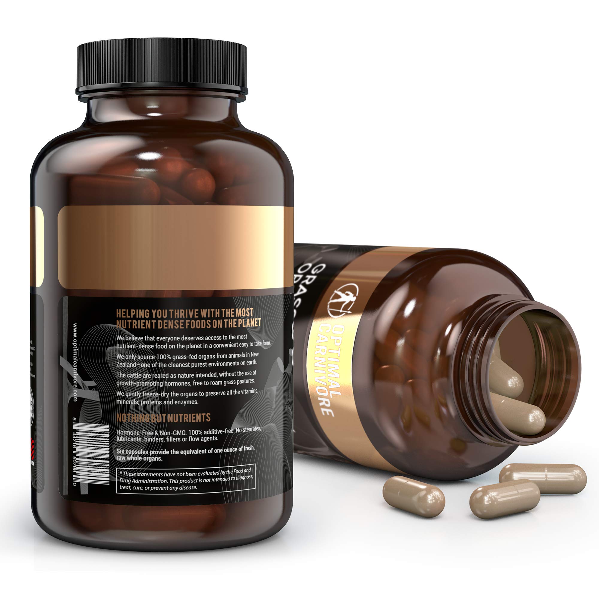Optimal Carnivore Beef Organ Supplement, Grass Fed Beef Organs for Men & Women, 9 Organ Complex, Organ Meat - Beef Liver, Brain, Thymus, Lung, Gallbladder