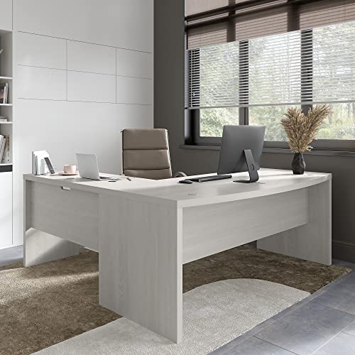 Bush Business Furniture Echo Bow Front L Shaped Desk, 72W, Gray Sand