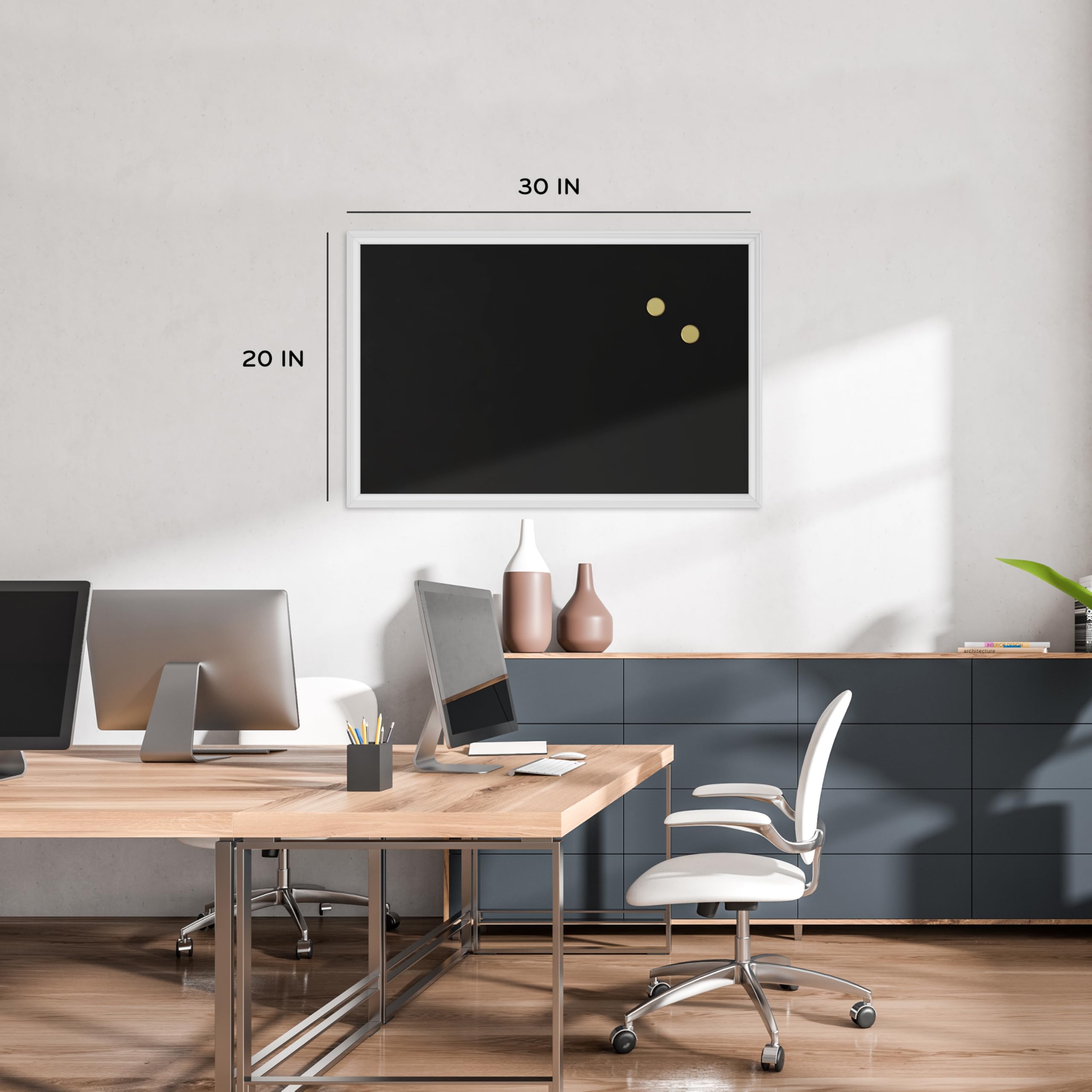 U Brands Magnetic Chalkboard, 30 X 20 Inches, White Décor Frame
