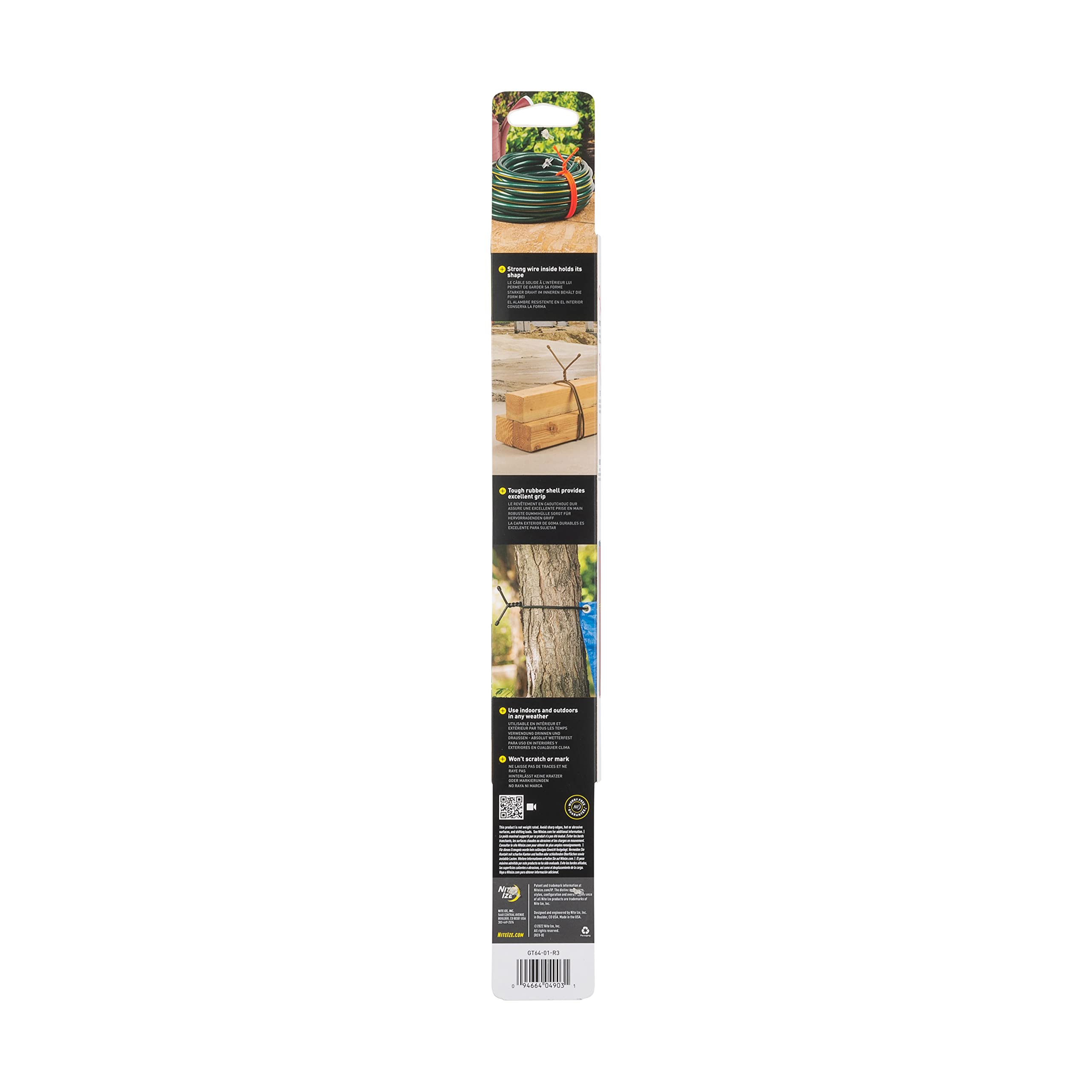 Nite Ize, Inc. GT64-01-R3 Nite Ize Original Gear, Reusable Rubber, 64 Inch, Black, Made in the USA Twist Tie, 64"-2 Pack
