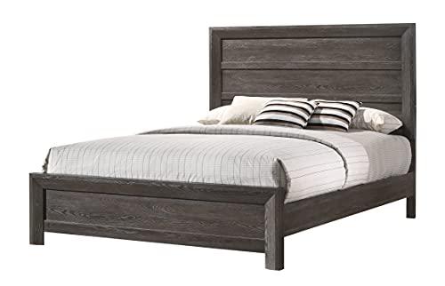 Rustic Style Grayish Brown 3pc Queen Size Bed Nightstand Set Solid Wood Master Bedroom Furniture
