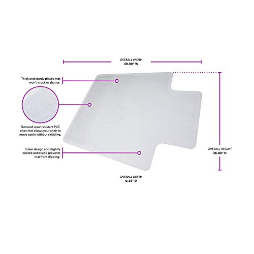 OFM Office Chair Mat for Hardwood Floor - Easy Glide Computer Desk Chair Floor Mat - Plastic Rolling Mat for Hard Floors for Work, Home, Gaming with Extended Lip (36β x 48β)