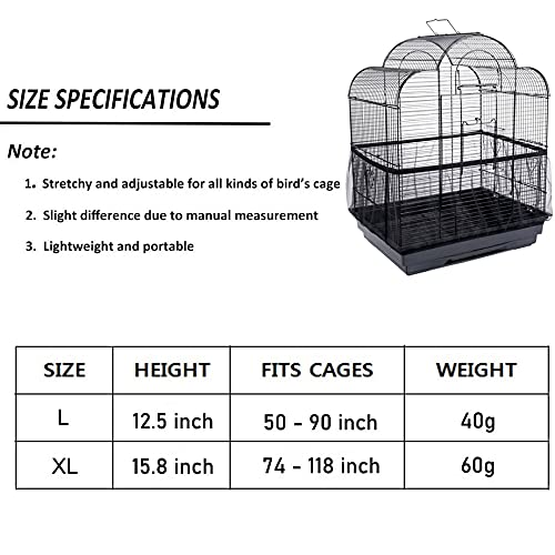 BSBMIEQM Universal Bird Cage Seed Catcher,Seed Catcher Guard Net Cover,Parrot Nylon Mesh Net Cover,Soft Airy Cage Net Stretchy Skirt for Round Square Cages (Circumference 74 inch to 118 inch,Black)…