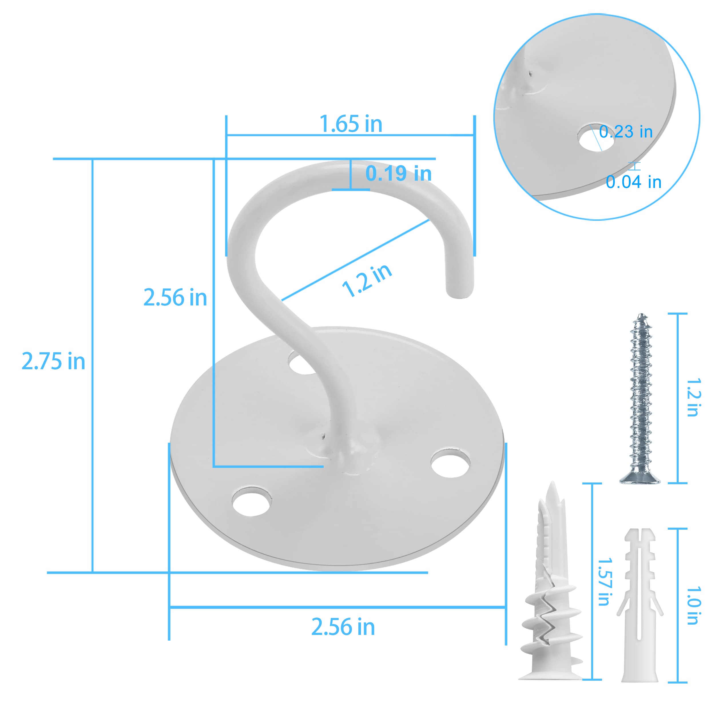 Yzerel Ceiling Hooks for Hanging Plants - Metal Plant Bracket Iron Wall Mount Lanterns Hangers for Hanging Bird Feeders, Lanterns, Wind Chimes, Planters, Outdoor Decoration Hooks(2pack) (White)