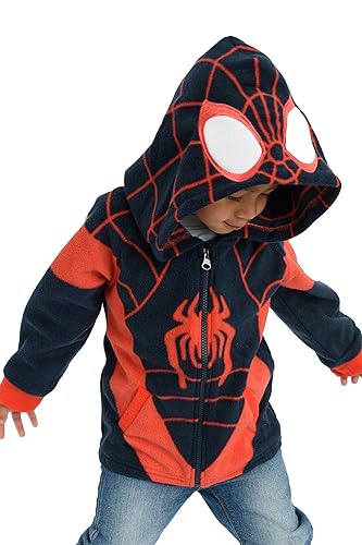 Cuddle Club Miles Morales Toddler Fleece Jacket - Toddler Miles 5T Toddler Fleece Jacket - Girls & Boys Zip Up Miles Hoodie - Kids Miles Sweater Fleece Jacket - Toddler Winter Miles Jacket