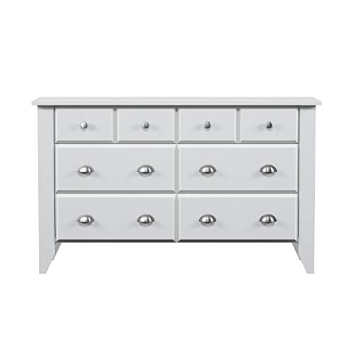 Sauder Shoal Creek Dresser, L: 54.65" x W: 18.43" x H: 33.03", Soft White finish
